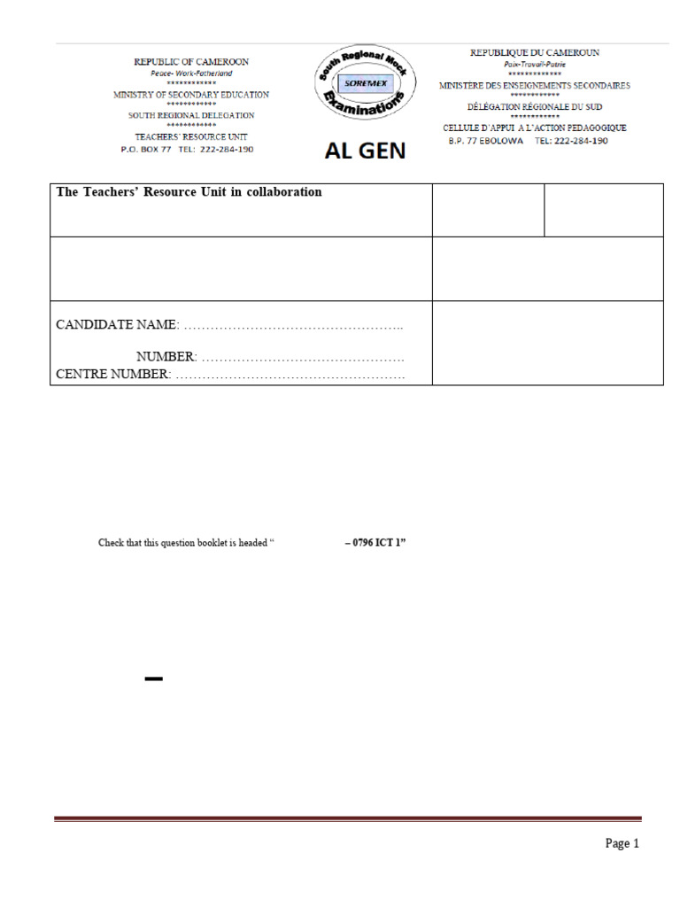 0796 Ict Al p1 Soremex 2025 | PDF | Databases | Computer Network