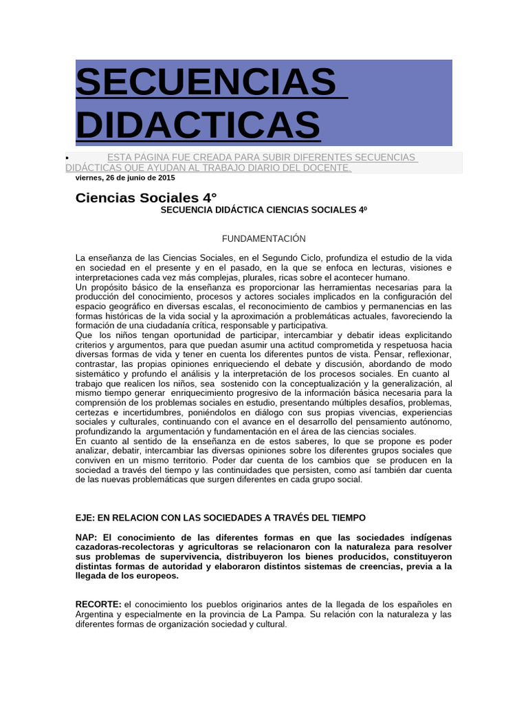 SECUENCIAS DIDACTICAS | PDF | Sociedad | Enseñando
