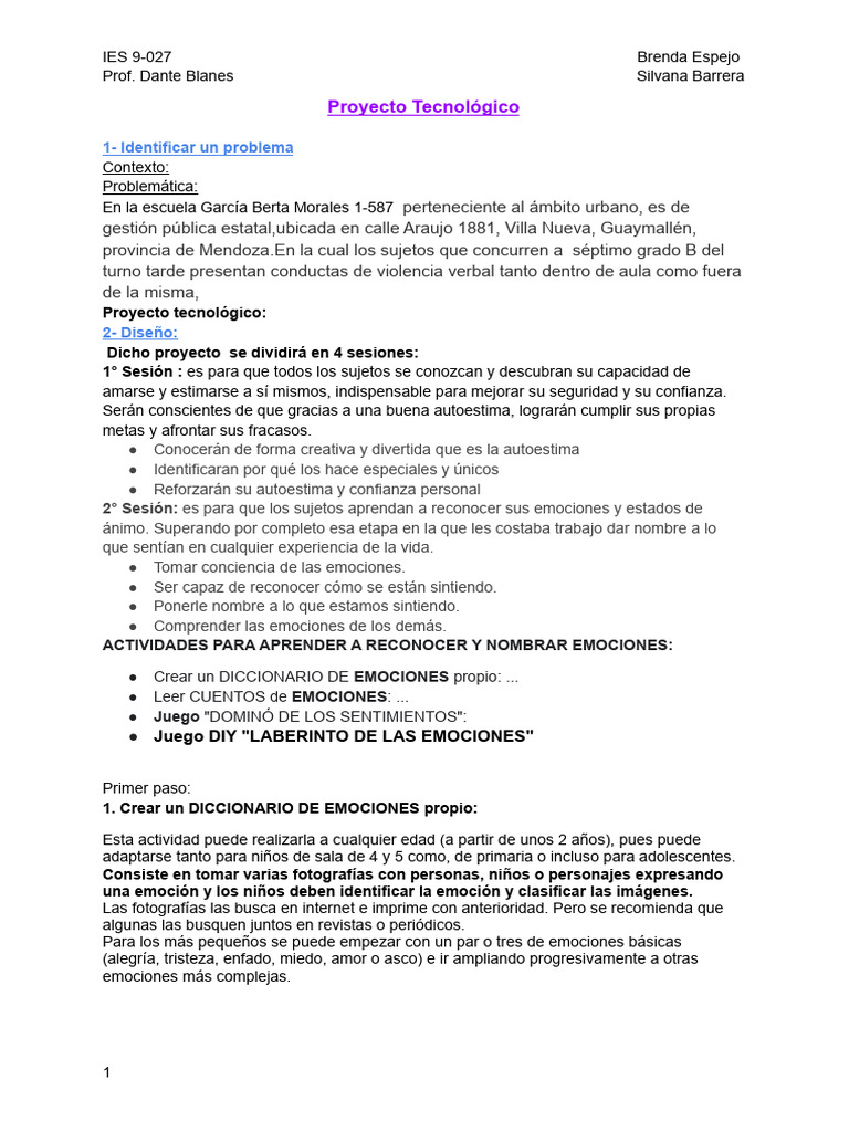 Proyecto TEC, Barrera- Espejo 22 | PDF | Las emociones | Autoestima