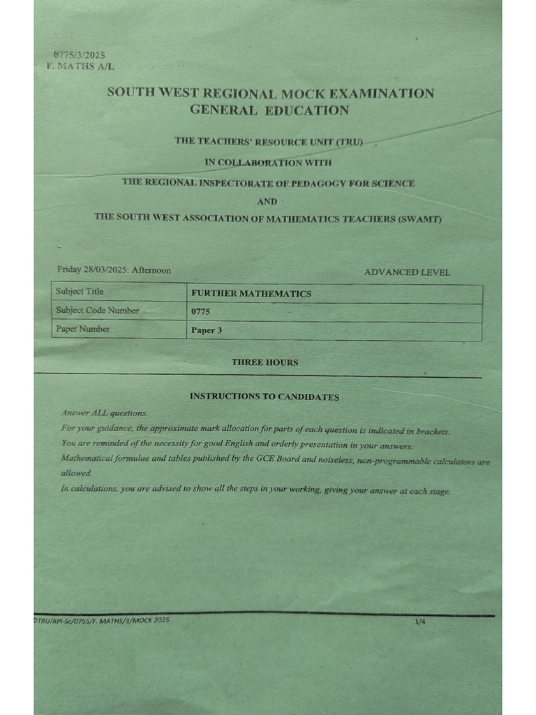 0775 Paper 3, SWRM 2025 | PDF