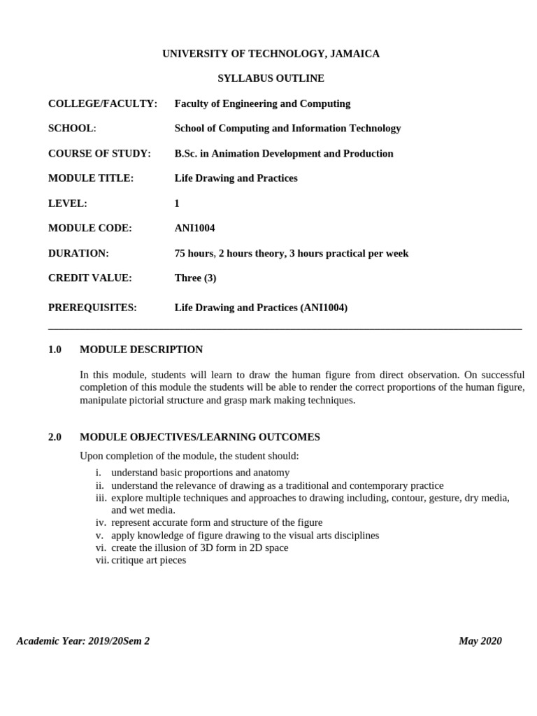 Life Drawing Techniques Syllabus | PDF | Drawing | Figure Drawing