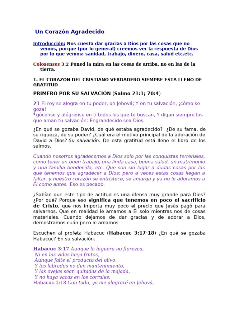 Un Corazon Agradecido | PDF | Salvación | Salmos