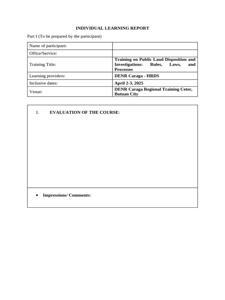 Individual Learning Report Template | PDF