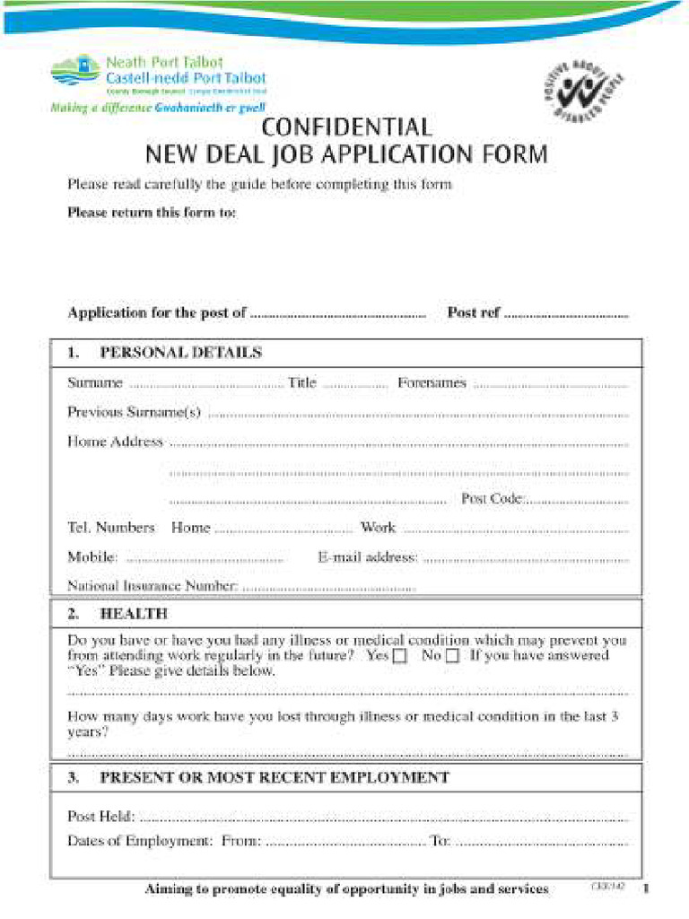 CONFIDENTIAL-NEW-DEAL-JOB-APPLICATION-FORM - x-01 | PDF