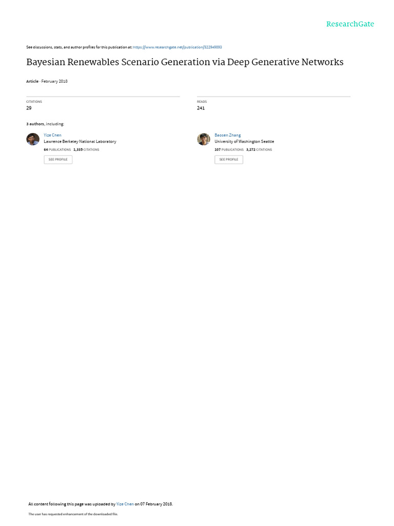 Bayesian Renewables Scenario Generation Via Deep G | PDF | Statistical Inference | Loss Function