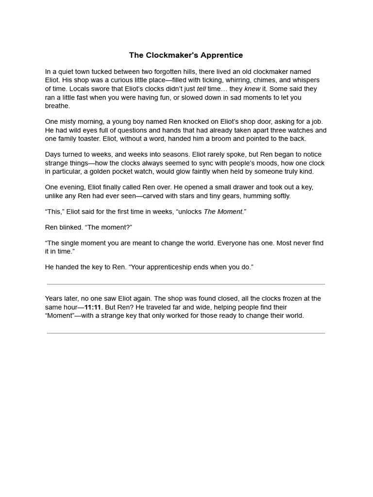 The Clockmaker's Apprentice | PDF