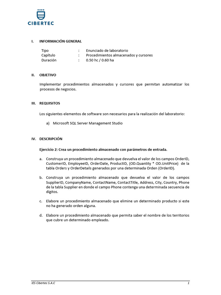 Procedimientos Almacenados | PDF