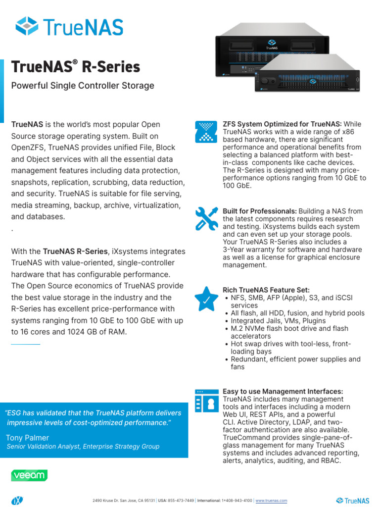 TrueNAS R Series Data Sheet November 2024 | PDF | Computing | Computer Architecture