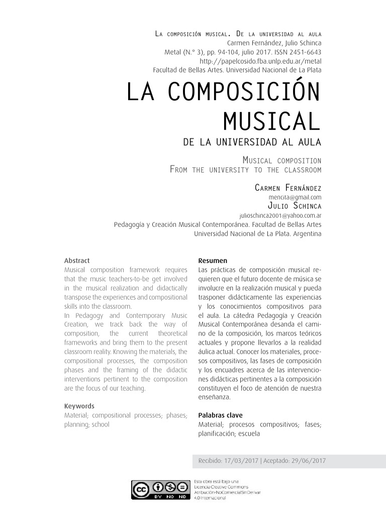 Composición Musical en Educación Musical | PDF | Enseñando ...