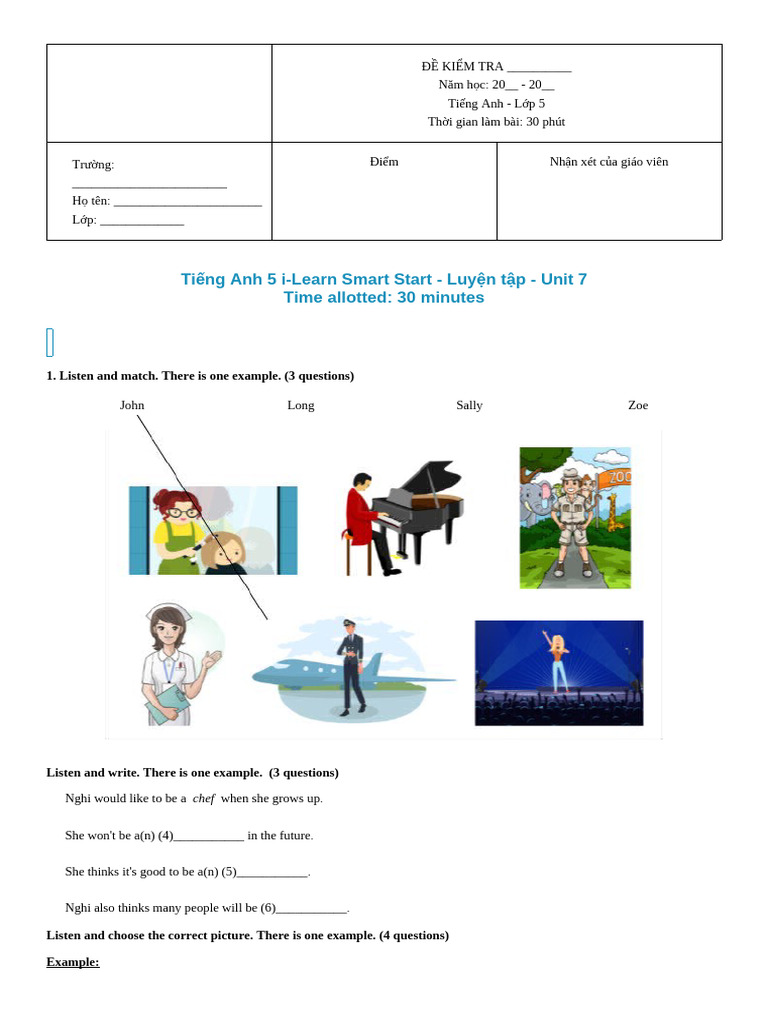 Tiếng Anh 5 i-Learn Smart Start - Luyện tập - Unit 7 - 1 | PDF | Vietnam