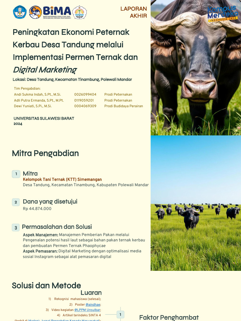 Peningkatan Ekonomi Peternak Kerbau Desa Tandung Melalui Implementasi Teknologi Permen Ternak ...