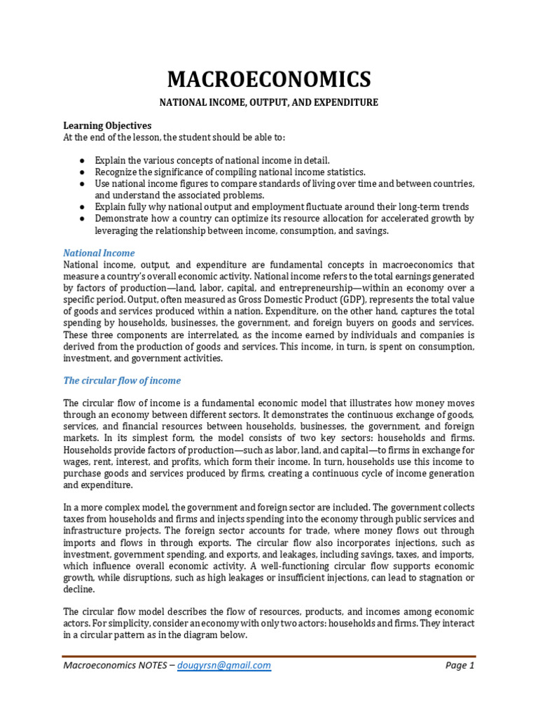 National Income, Output and Expenditure | PDF | Measures Of National ...