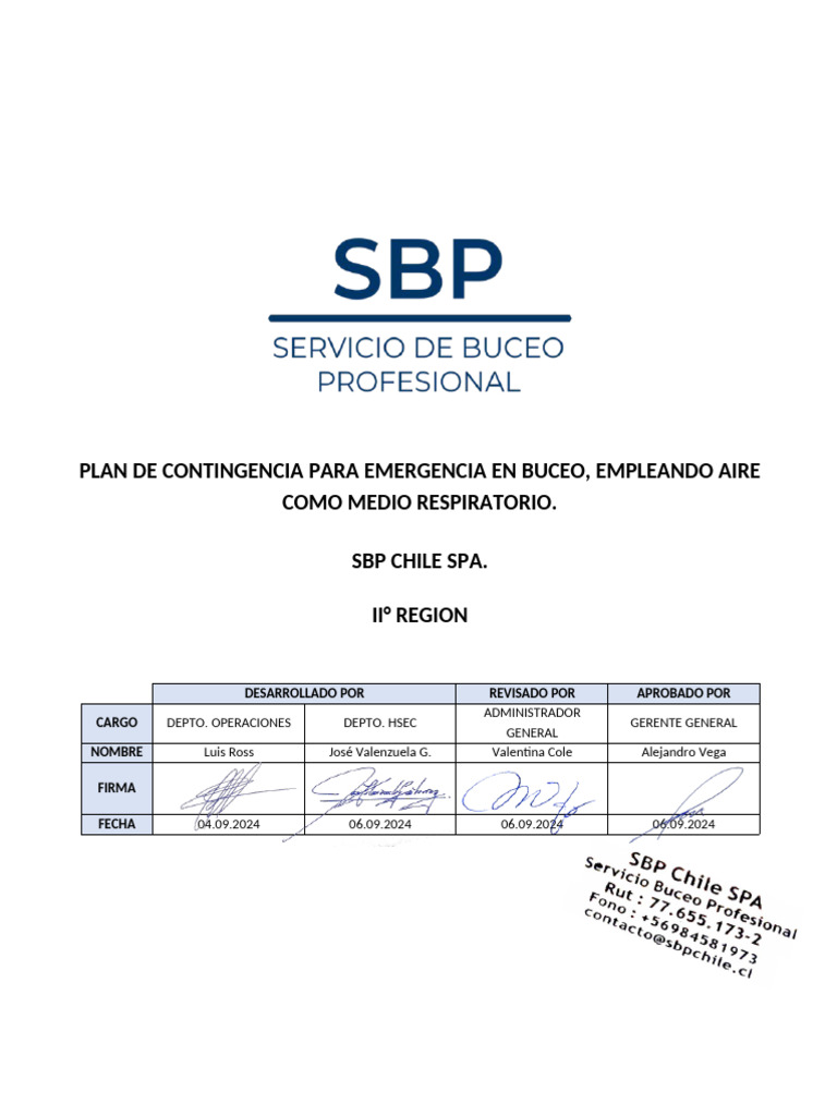Sbp-Plsgi-Se-116-Plan de Contingencia para Emergencia en Buceo Empleando Aire Como Medio ...