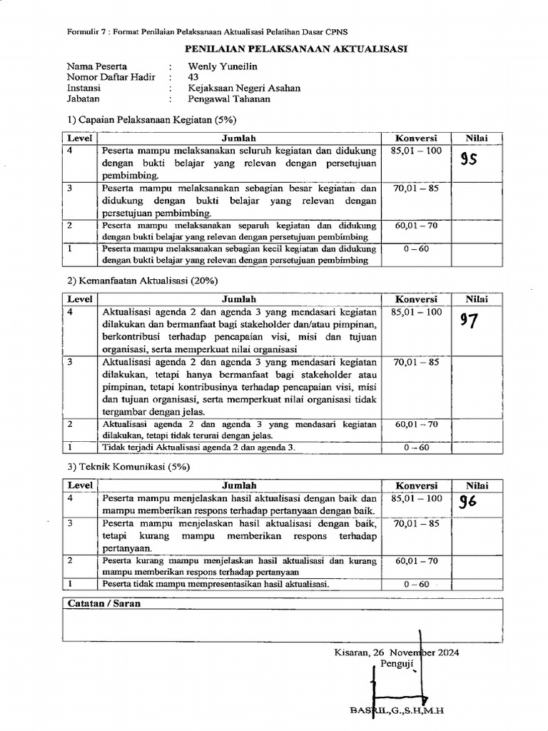 Formulir 7 Wenly | PDF