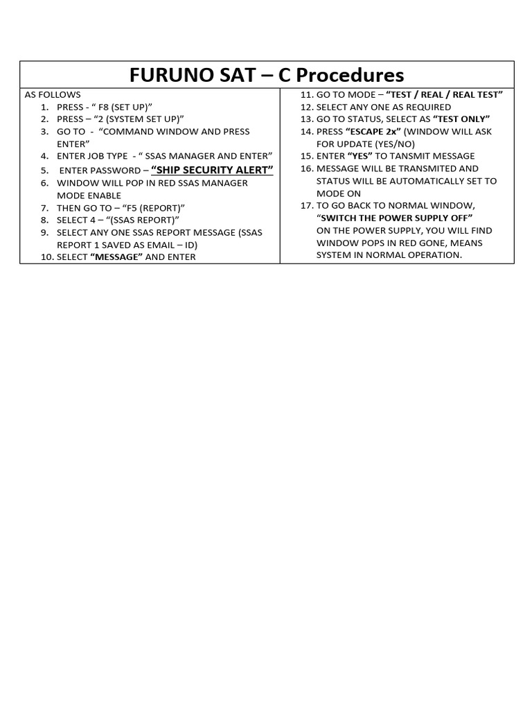 SSAS Test Procedures | PDF