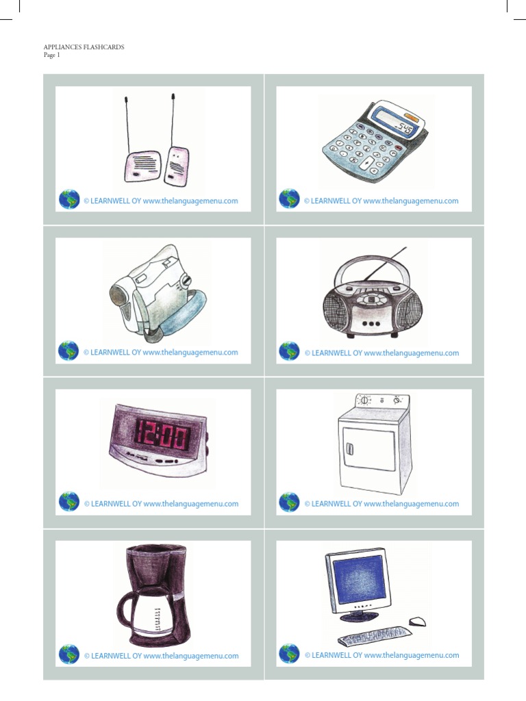 Appliances Picture Flashcards by Learnwell Oy | PDF | Home Appliance ...