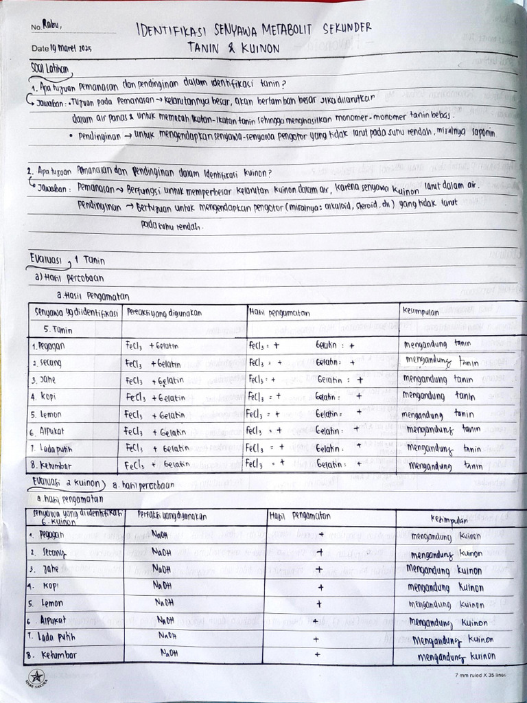 Identifikasi Tanin Dan Kuinon | PDF