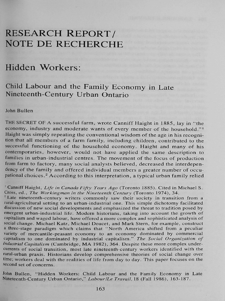 1 Hidden Workers Child Labour and The Family Economy in Late Nineteenth ...