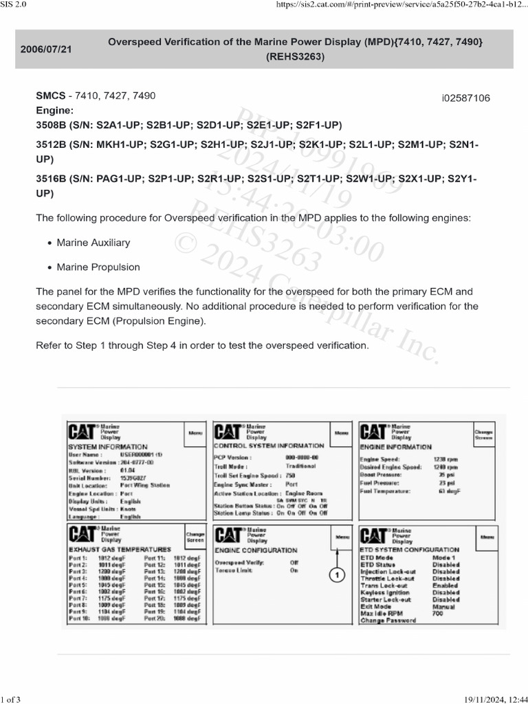 Overspeed Verification Procedure for Engines | PDF