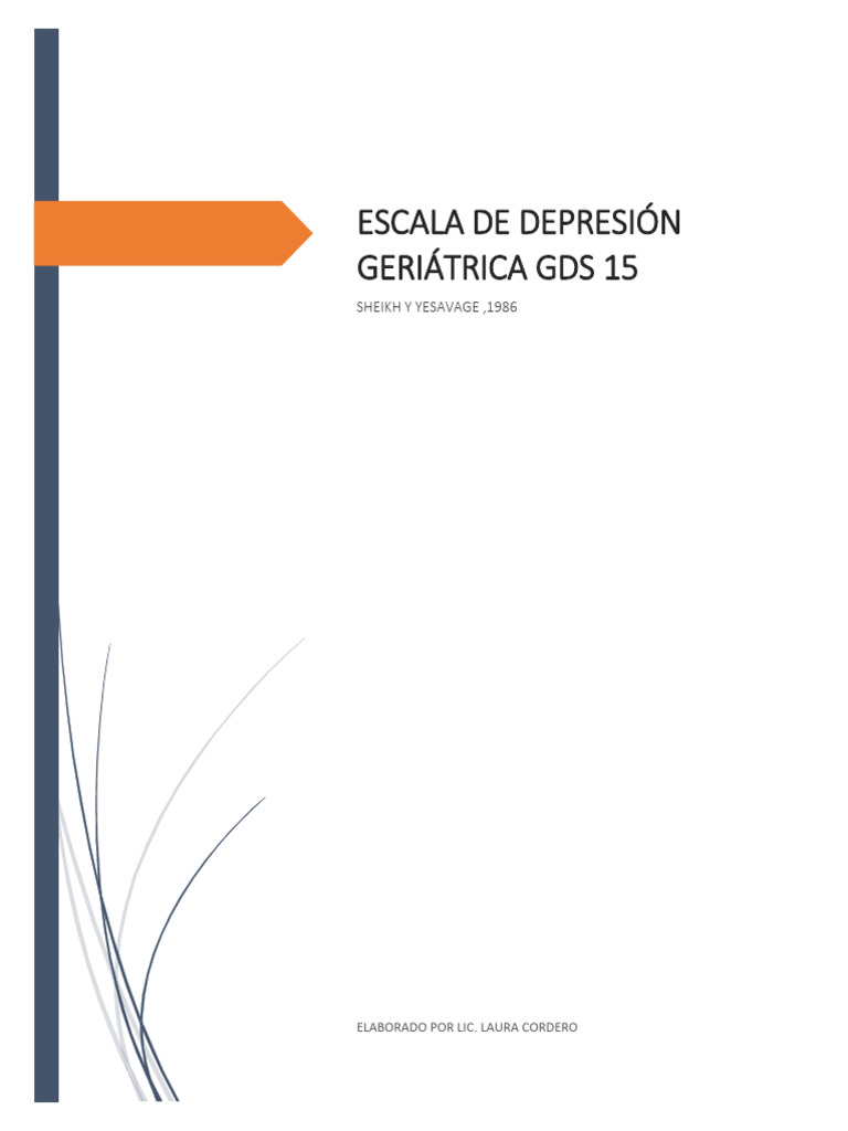 Manual Escala de Depresión Geriátrica Abreviada GDS | PDF | Trastorno depresivo mayor ...