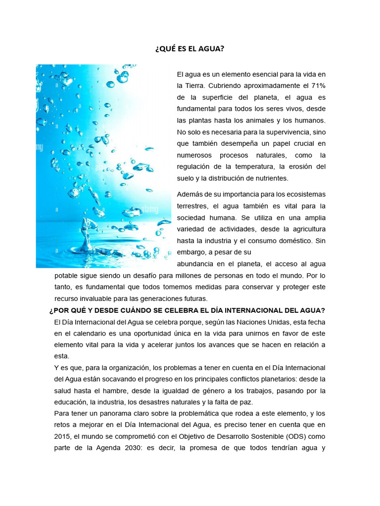 Que Es El Agua | PDF | Agua | Naciones Unidas