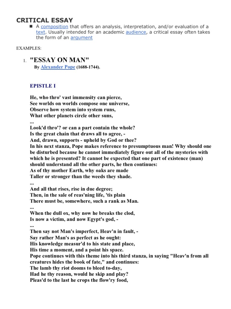 "Essay On Man": Alexander Pope | PDF | Poetry | Wisdom