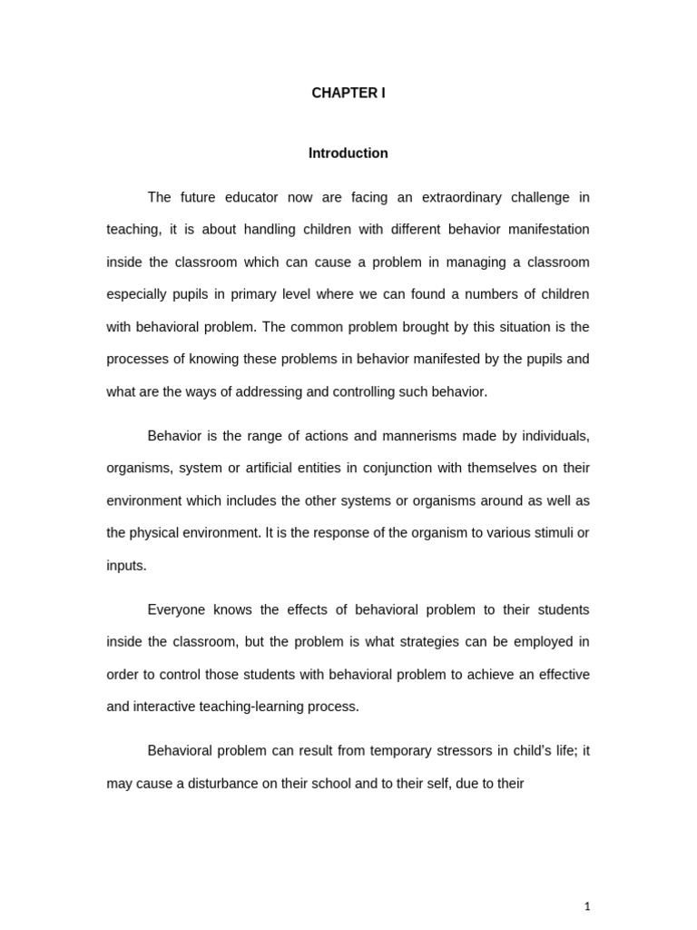 Research About Behavioral Problem | PDF | Behaviorism | Behavioural Sciences