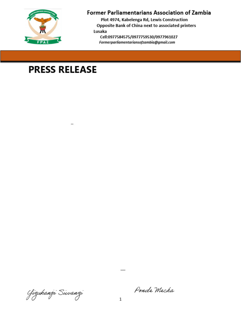 FPAZ Mourns Hon. George Mpombo | PDF | Human Communication | Linguistics