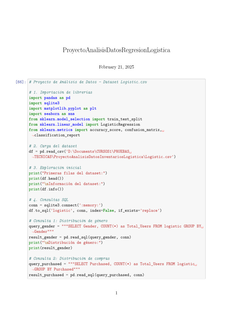 Proyecto Analisis de Datos Regresión Logística | PDF | Estadísticas ...