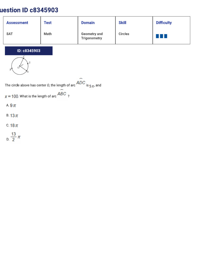 Digital Sat Math Geometry Circles 19 Q | PDF