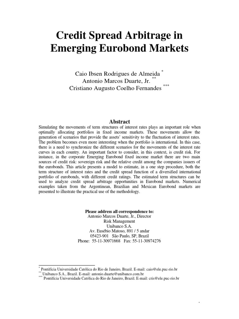 Credit Spread Arbitrage | PDF | Yield Curve | Arbitrage