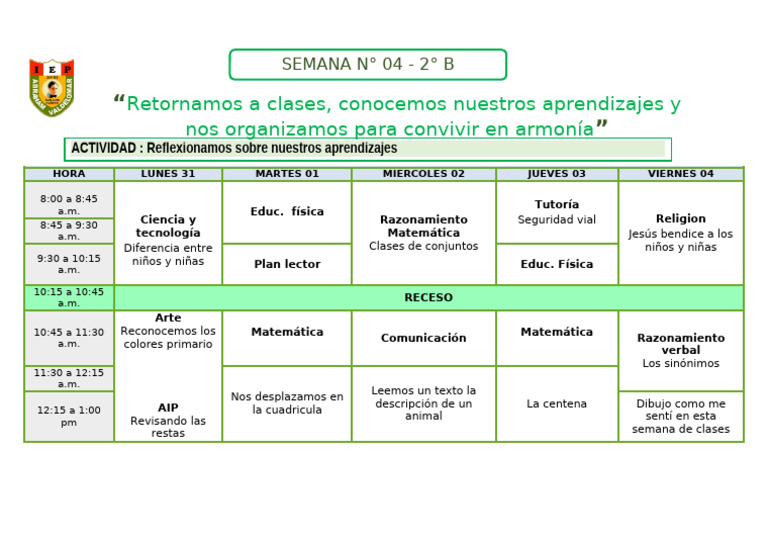 Planificador 2b 4ta Semana | PDF