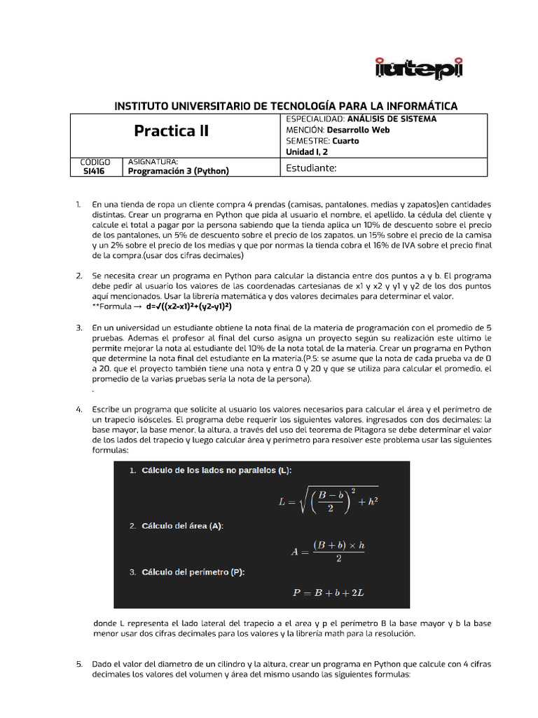 Programas en Python para Cálculos Matemáticos | PDF | Matemáticas