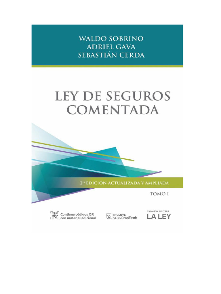 Tomo 1, Ley Seguros Comentada Ed La Ley Ed 2021 | PDF | Póliza de seguros | Seguro
