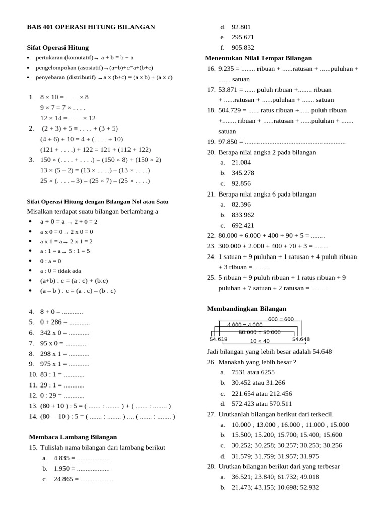 401 Operasi Hitung Bilangan | PDF