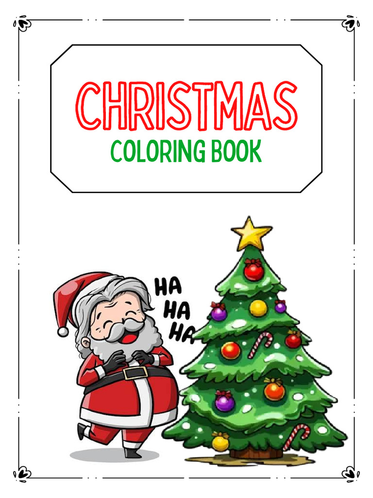 Black White Fun Christmas Coloring Worksheet Set PDF | PDF