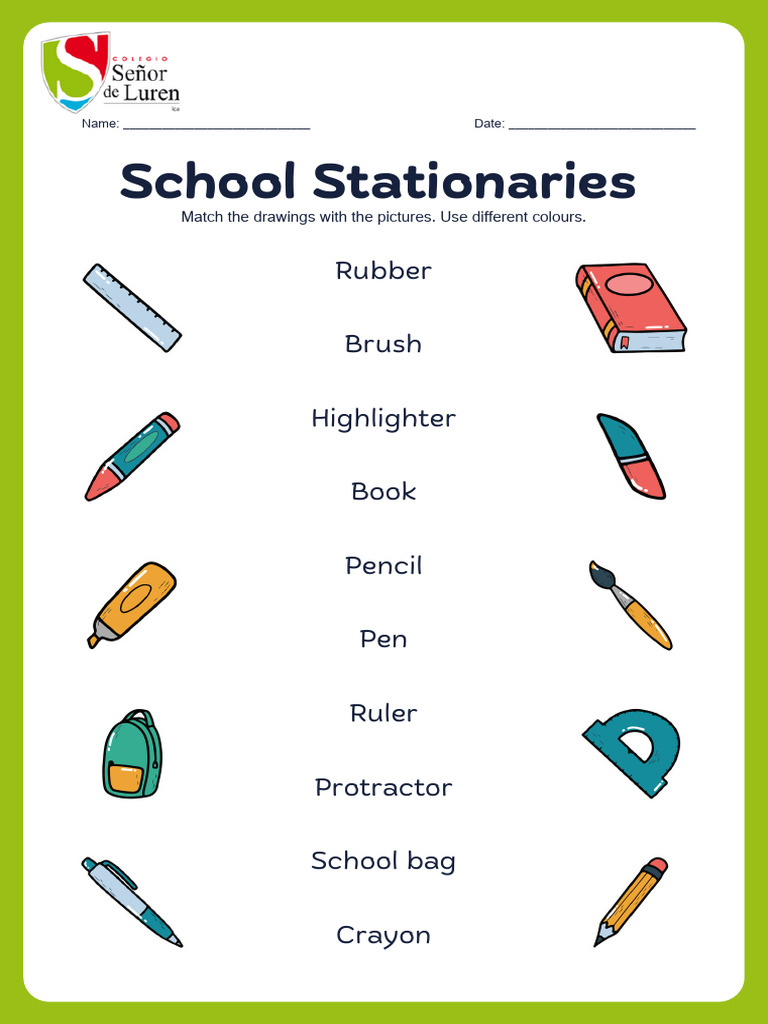 School Stationery Activity Guide | PDF