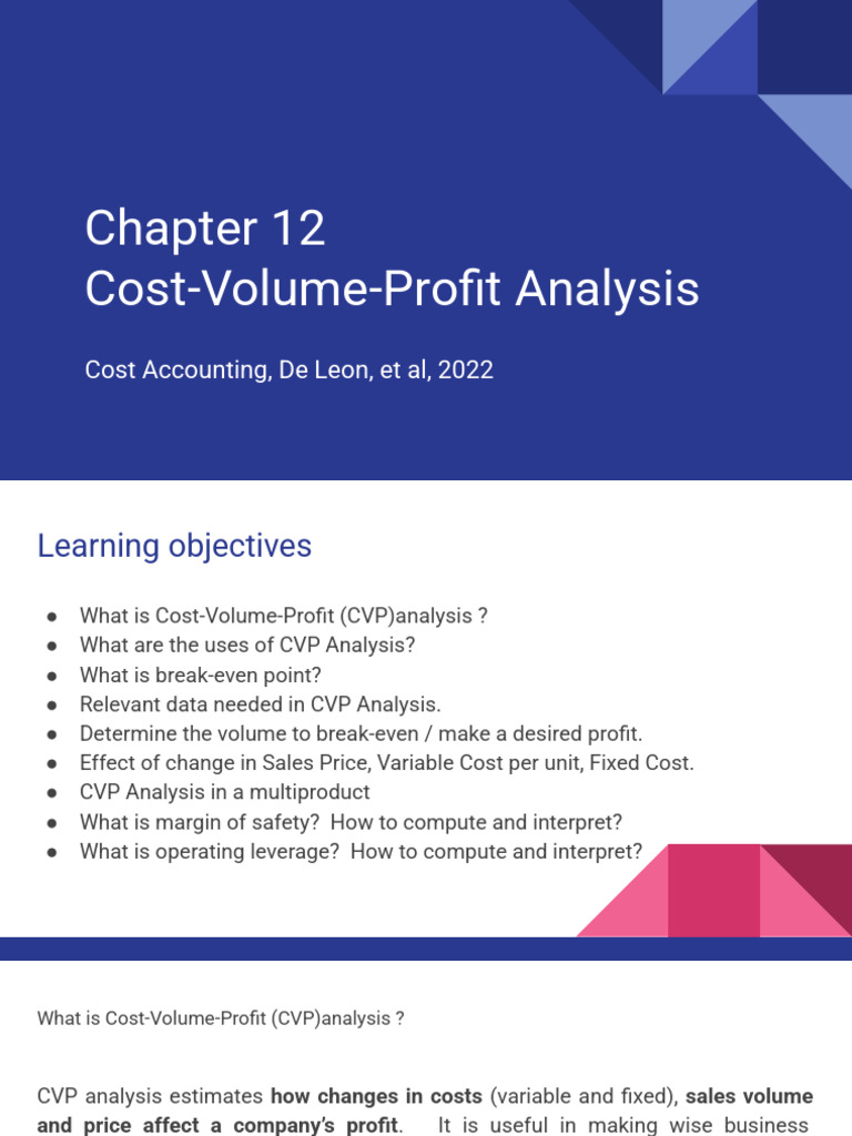 Chapter 12 Cost Volume Profit Analysis | PDF | Business Economics | Financial Accounting