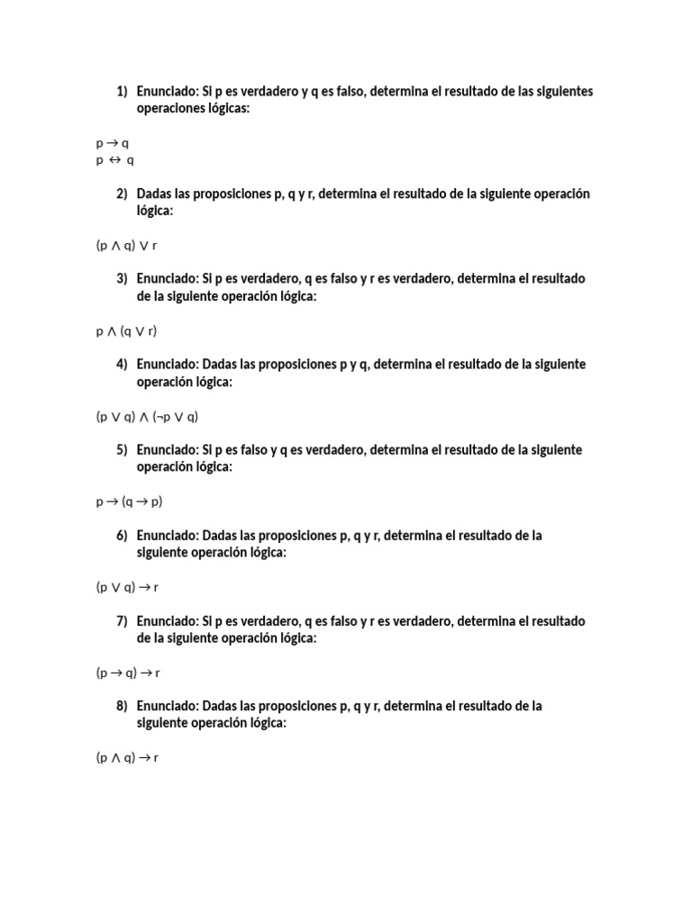 Operaciones Lógicas con Proposiciones | PDF