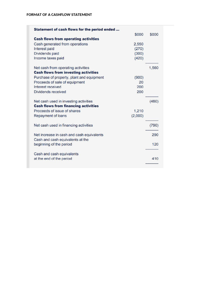 Cashflow Statement Format | PDF