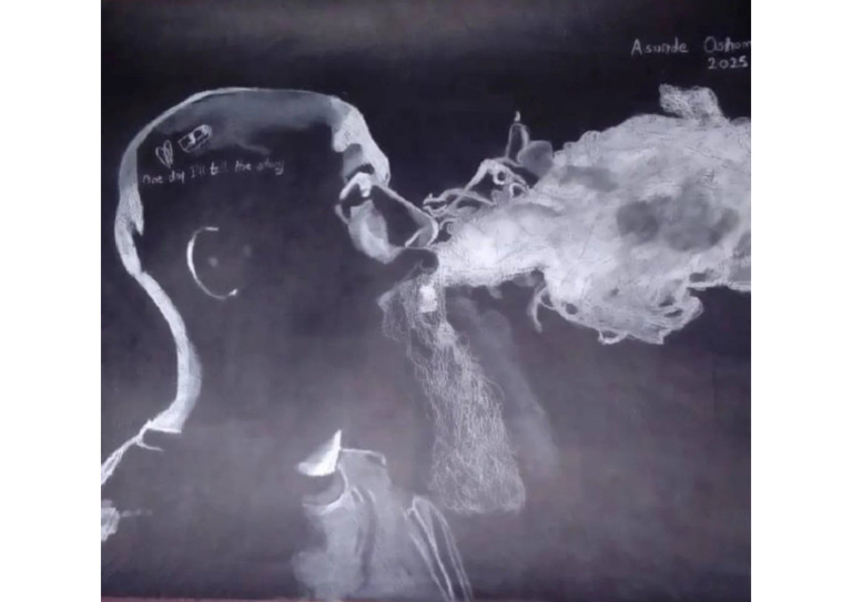 Asunde Oshoma Smoking Art White Charcoal On Black Paper ? | PDF