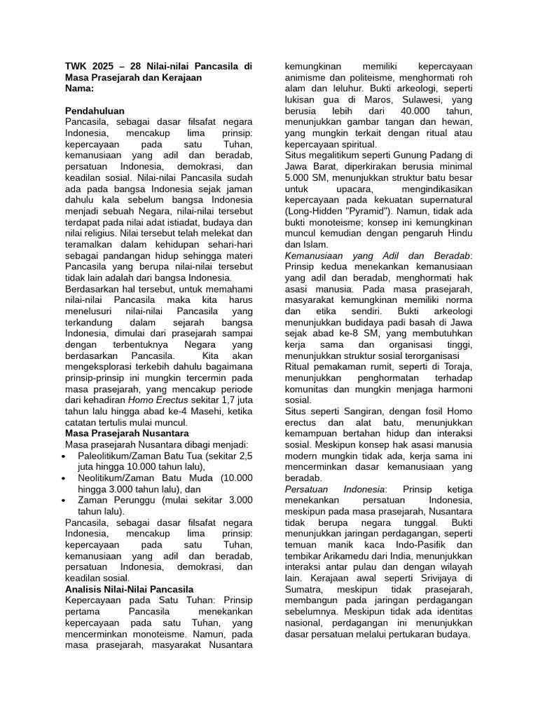 TWK 2025 - 29 Prasejarah - Kerajaan | PDF