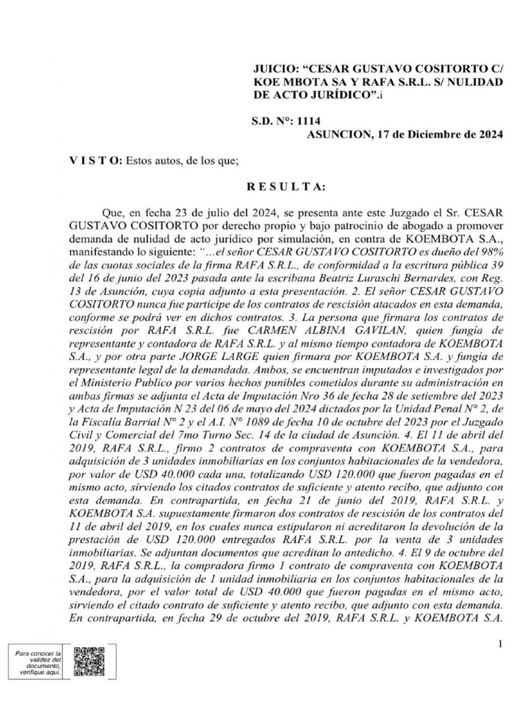 Nulidad de Acto Jurídico | PDF | Demanda judicial | Nulo (ley)