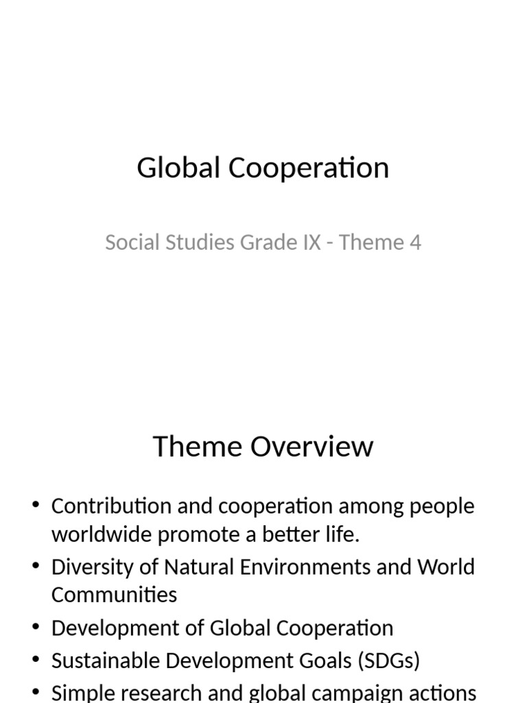 Global Cooperation Social Studies Grade IX Full | PDF