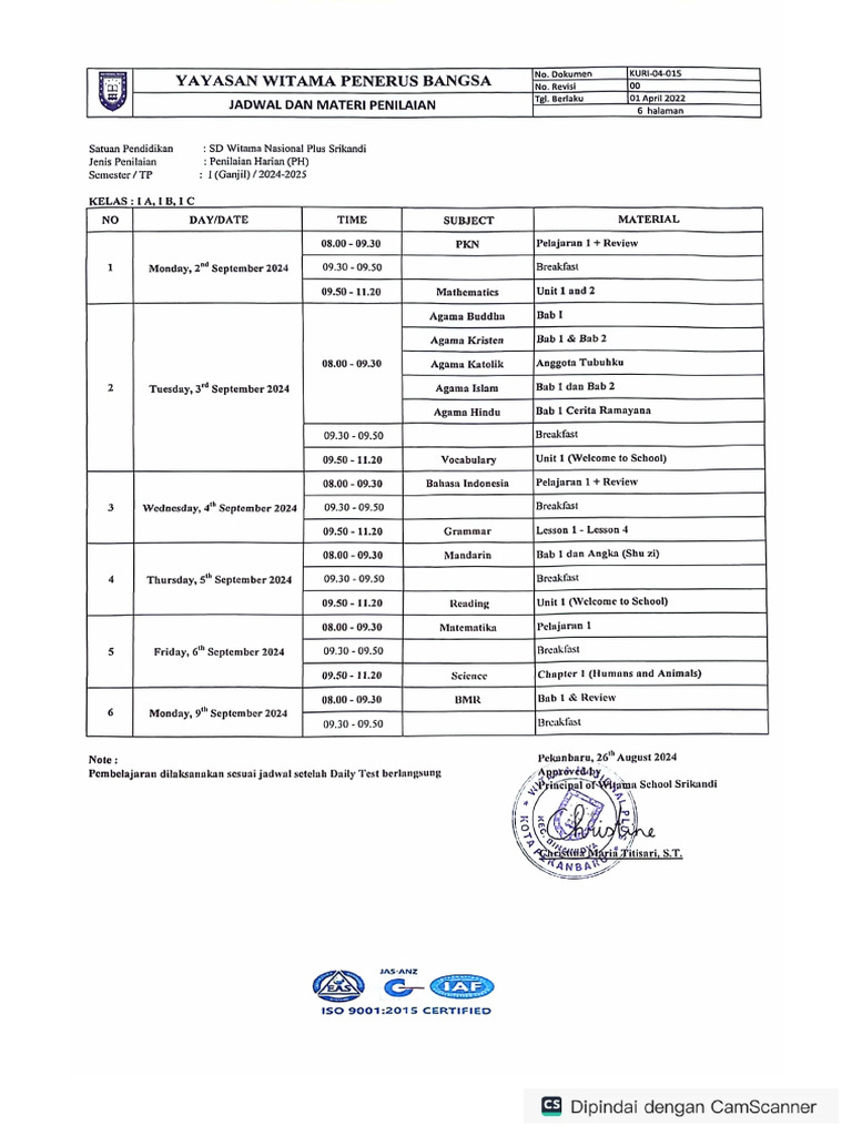 Jadwal Ujian 2024 | PDF