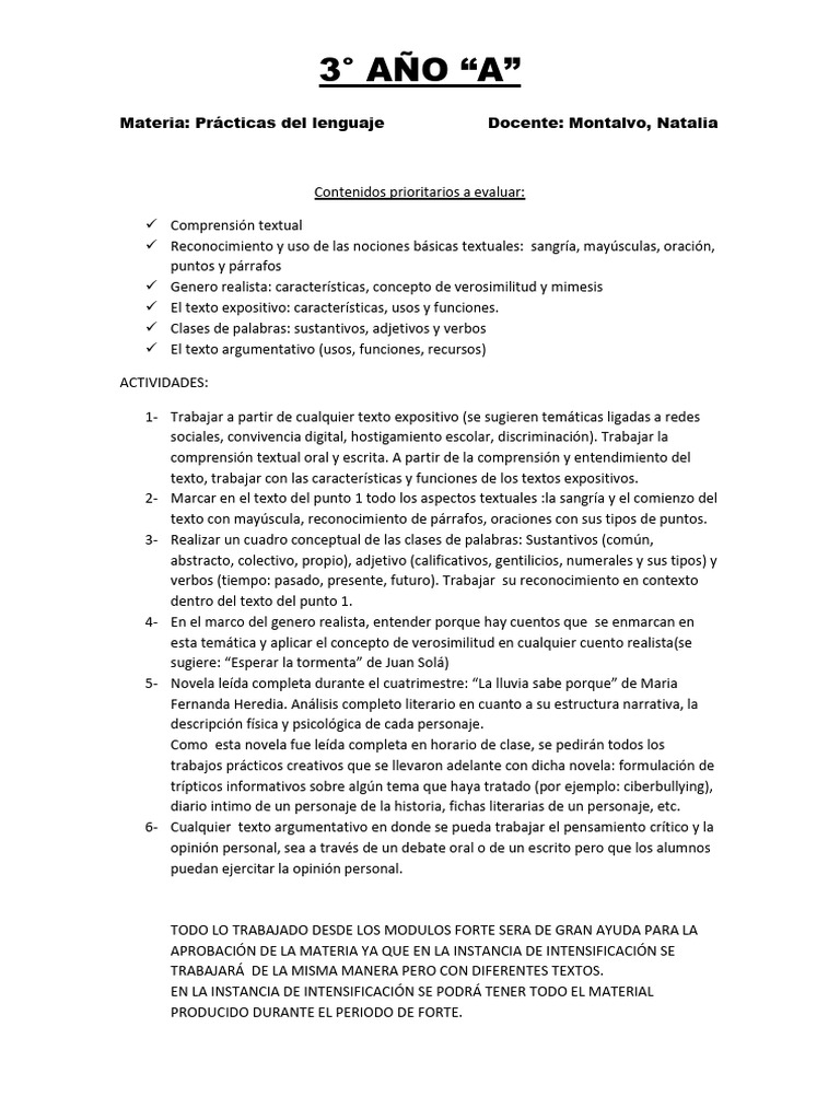 3a proyecto de intensificacion | PDF | Adjetivo | Comunicación humana