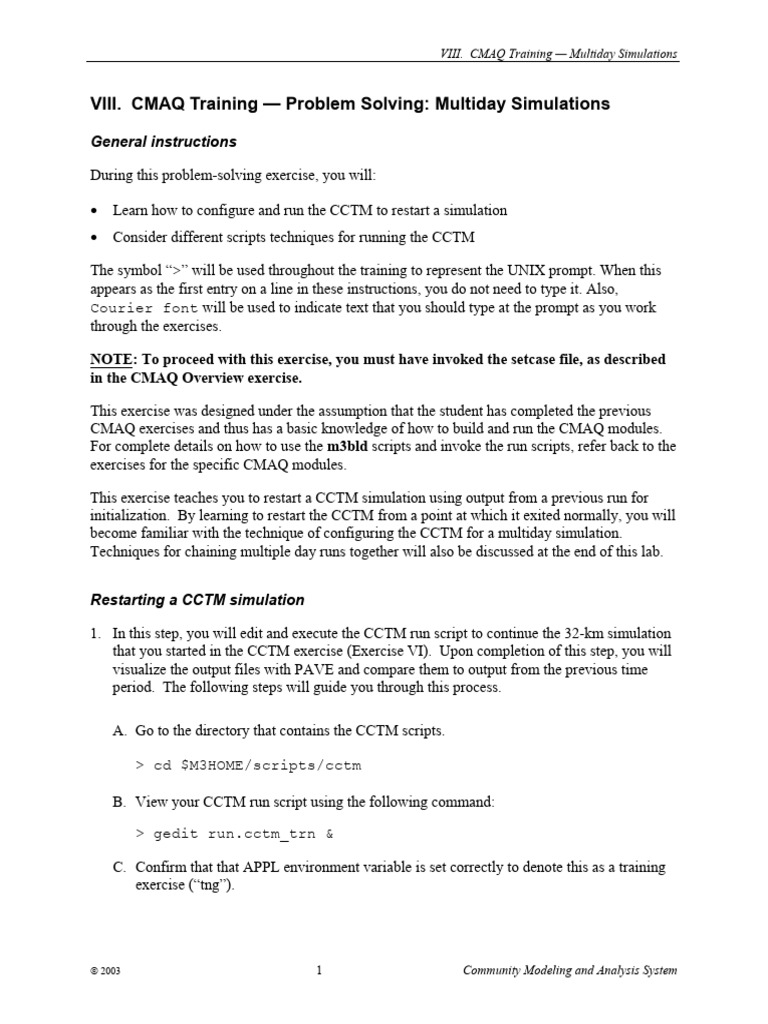 Cmaq 8 Restart Lab v4.3b Ans | PDF | Simulation | Computer Programming