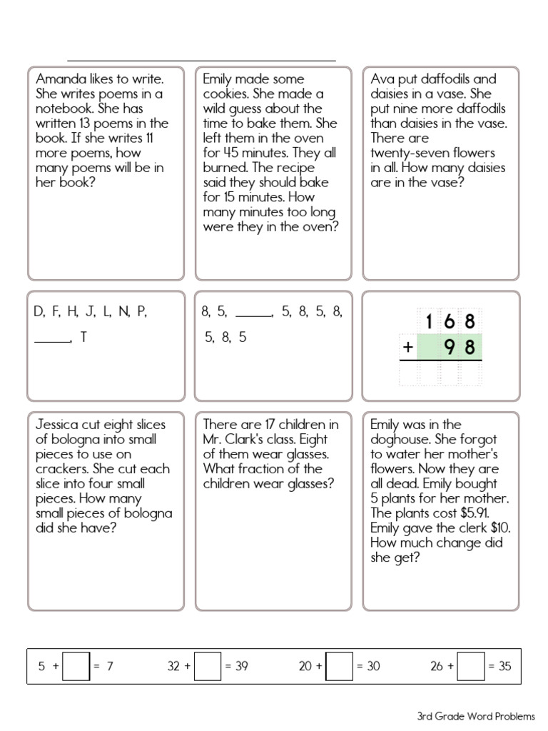 3rd Grade Free Math Worksheets | PDF