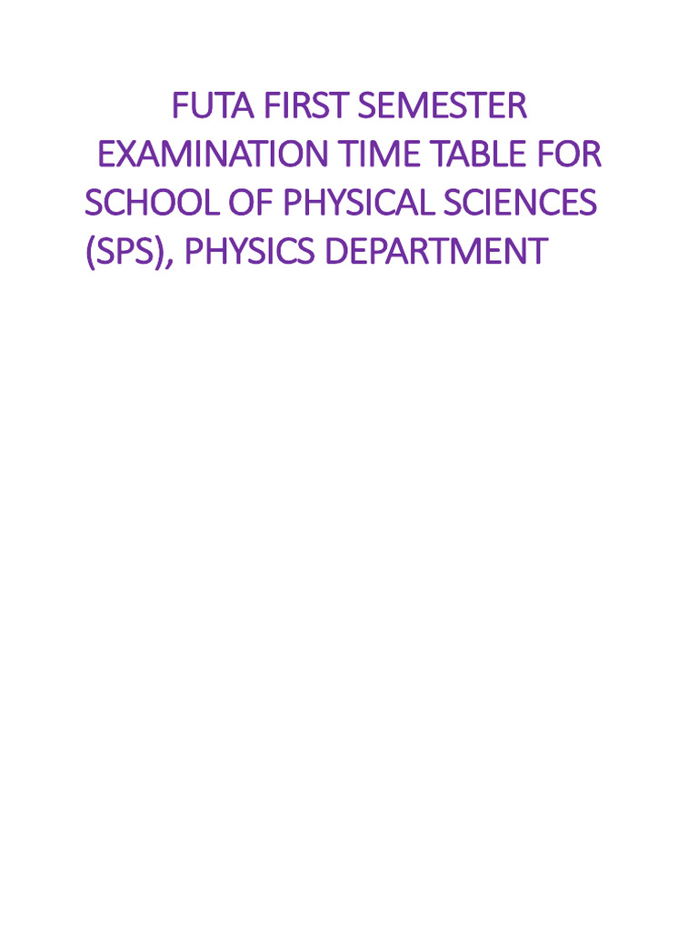 Physics Department Examination Time Table | PDF