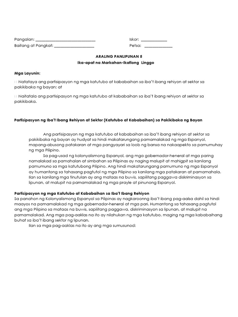 Q4 Las Ap5 Week 5-6 | PDF